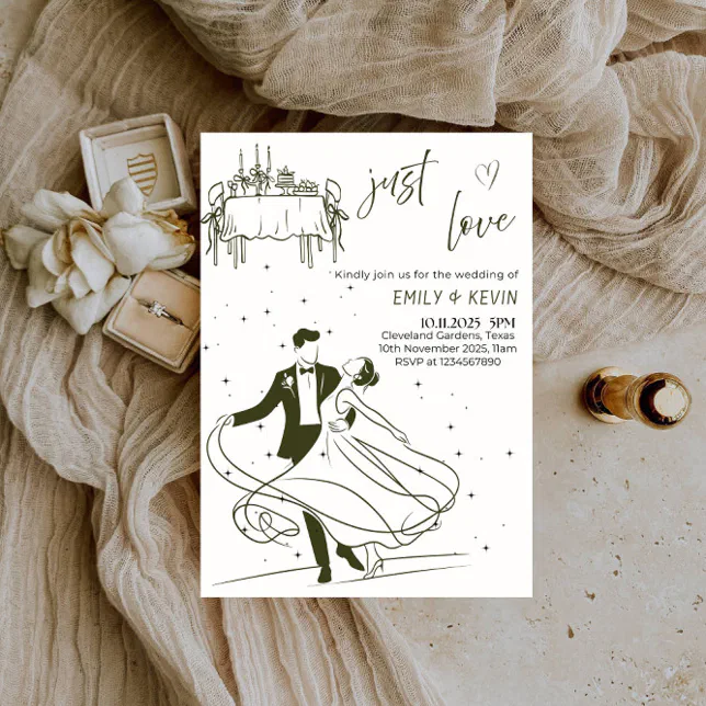 Elegant “Just Love” Wedding Party Invitation | Zazzle