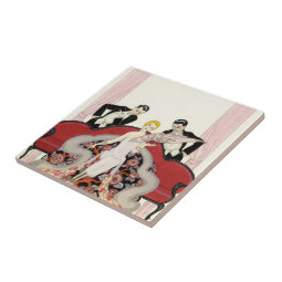 Elegant Lady in Paris Art Deco Tile | Zazzle