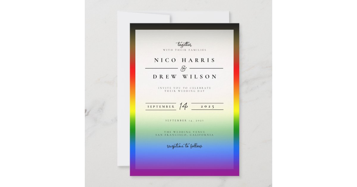 Elegant LGBTQ+ BIPOC Pride Wedding Invitation | Zazzle