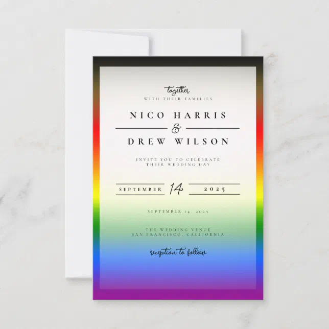 Elegant LGBTQ+ BIPOC Pride Wedding Invitation | Zazzle