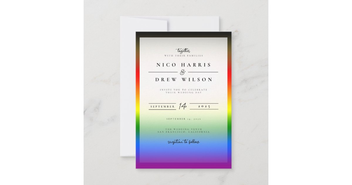 Elegant LGBTQ+ BIPOC Pride Wedding Invitation | Zazzle