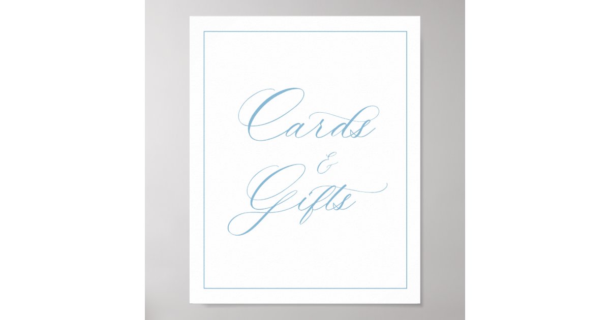 Elegant Light Blue Cards and Gifts Poster | Zazzle