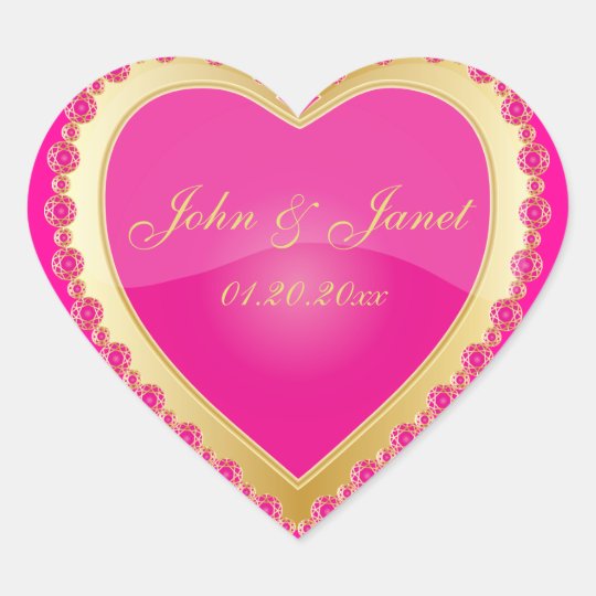 Gold Glitter Love Heart Wedding Favour Heart Sticker | Zazzle.co.uk