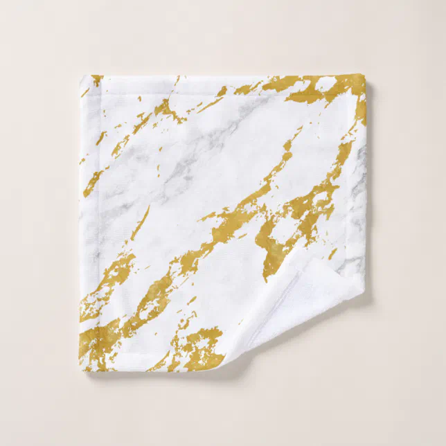 Elegant Marble style6 - Gold and White Wash Cloth | Zazzle