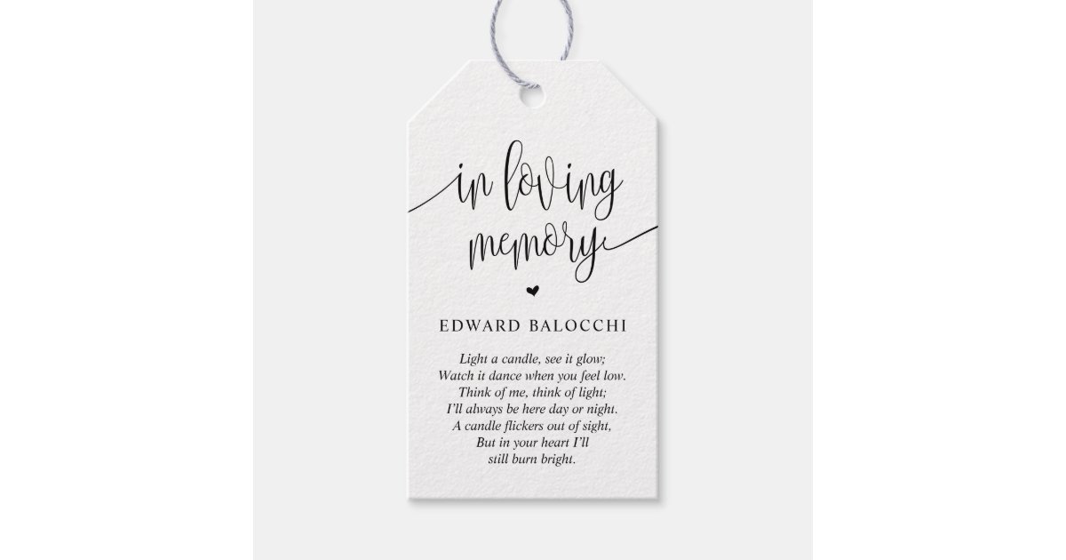 Elegant, Memorial Candle, Funeral Service Tag | Zazzle