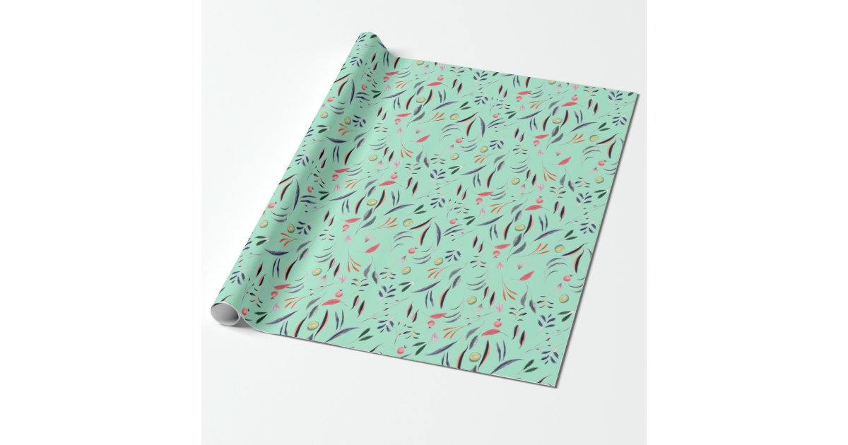 Elegant Mint Green FLORAL Wrapping Paper | Zazzle
