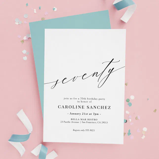 Elegant Modern Calligraphy 70th Birthday Invitation | Zazzle