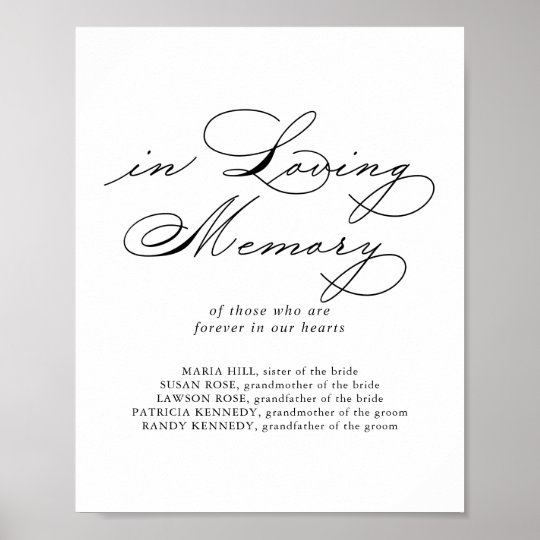 Elegant Modern Calligraphy In Loving Memory Sign | Zazzle.co.uk