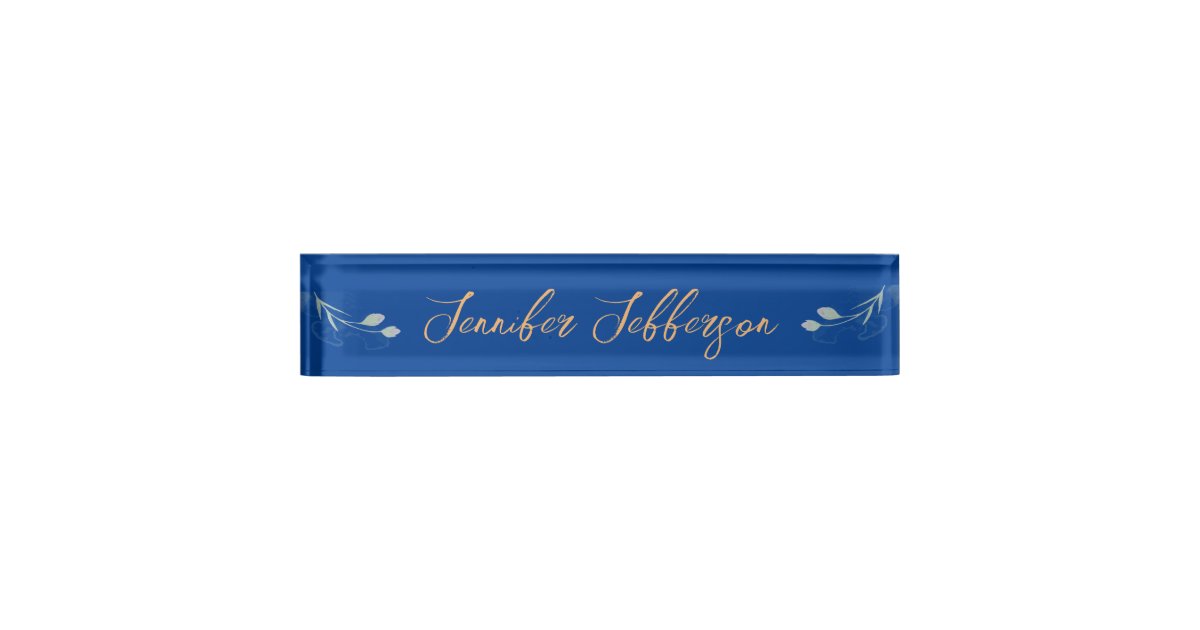 Elegant Modern Calligraphy Name Professional Blue Nameplate | Zazzle