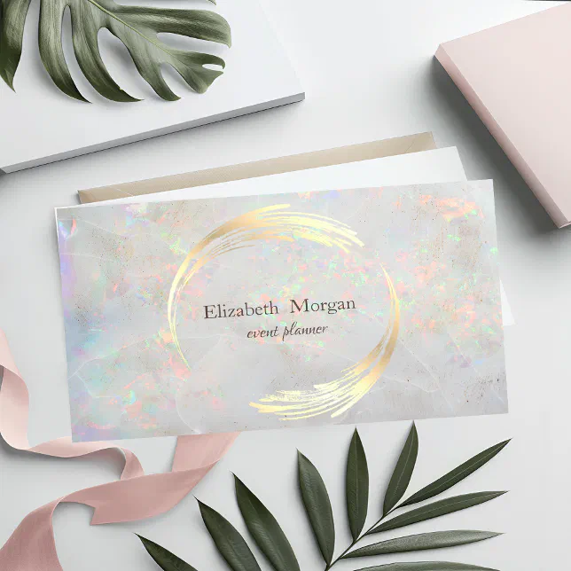 Elegant Modern Circle Violet,Gold,White Opal Business Card | Zazzle