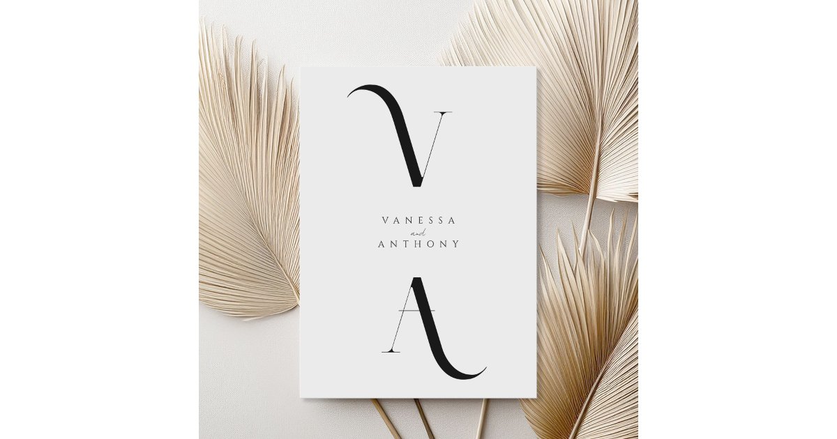Elegant Modern Minimalist Black and White Wedding Invitation | Zazzle