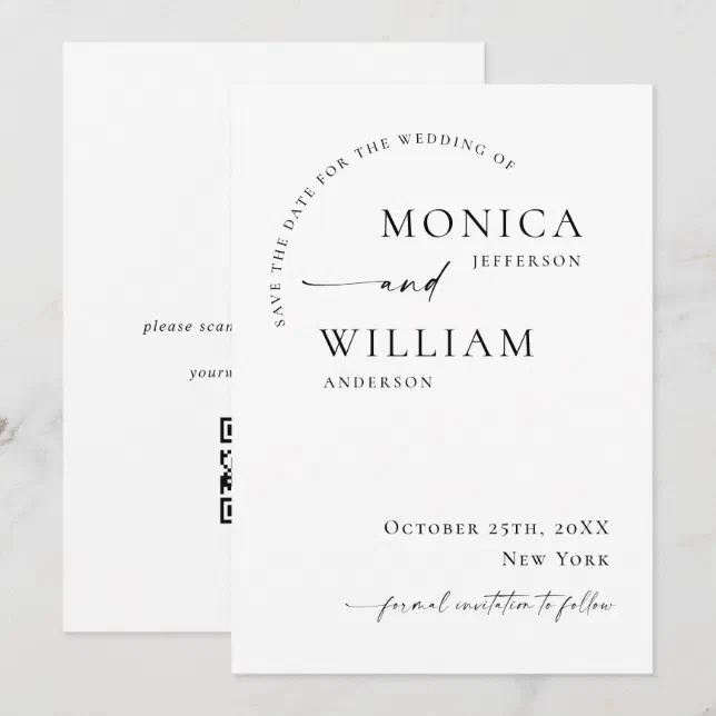 Elegant Modern Minimalist Wedding QR Code Save The Date | Zazzle