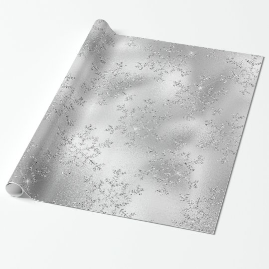 Elegant Modern Silver Christmas Snowflake Pattern Wrapping Paper ...