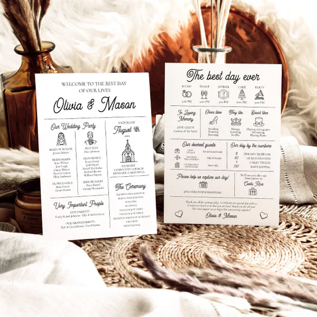 Elegant Modern Unique Infographic Wedding Program Invitation | Zazzle