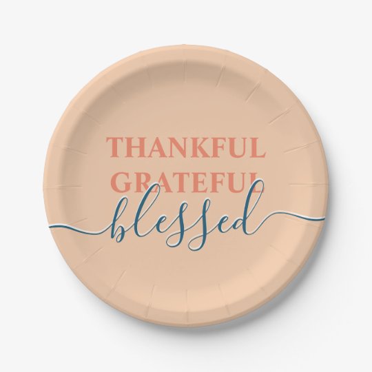 Elegant orange thankful grateful blessed paper plate | Zazzle.co.uk