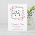 Elegant Pink Floral Watercolor 44th birthday Invitation | Zazzle