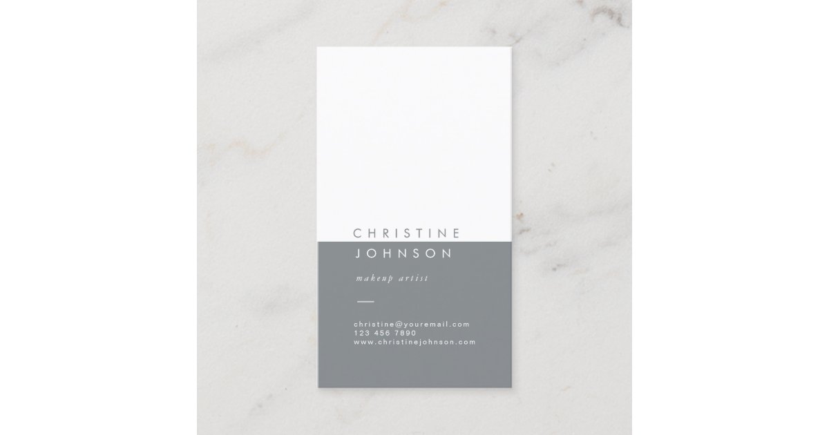 elegant plain grey and white business card | Zazzle