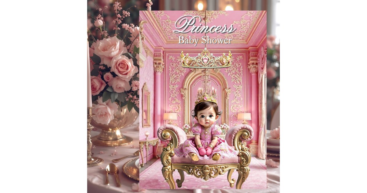 Elegant Princess Pink Gold Baby Shower Palace Invitation | Zazzle