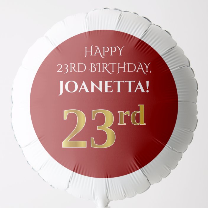 Elegant, Red, Faux Gold Look 23rd Birthday Balloon | Zazzle.co.uk