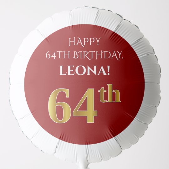 Elegant, Red, Faux Gold Look 64th Birthday Balloon | Zazzle.co.uk