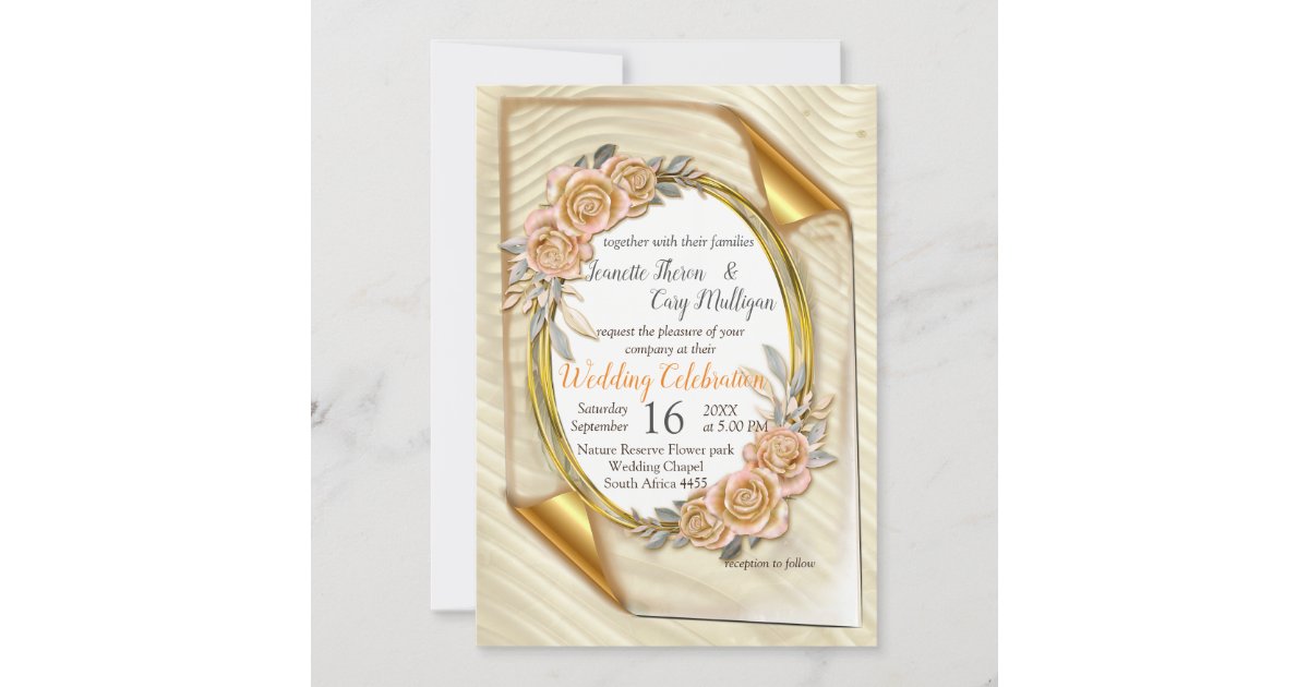 Elegant Ripple Cream & Gold Invitation | Zazzle