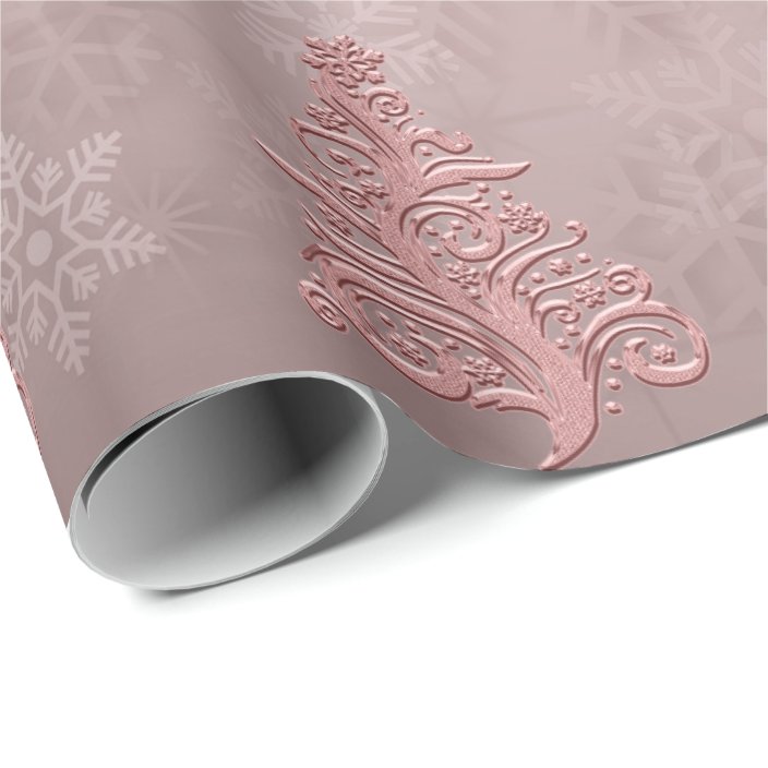 Elegant Rose Gold Christmas Tree Pattern Wrapping Paper | Zazzle.co.uk