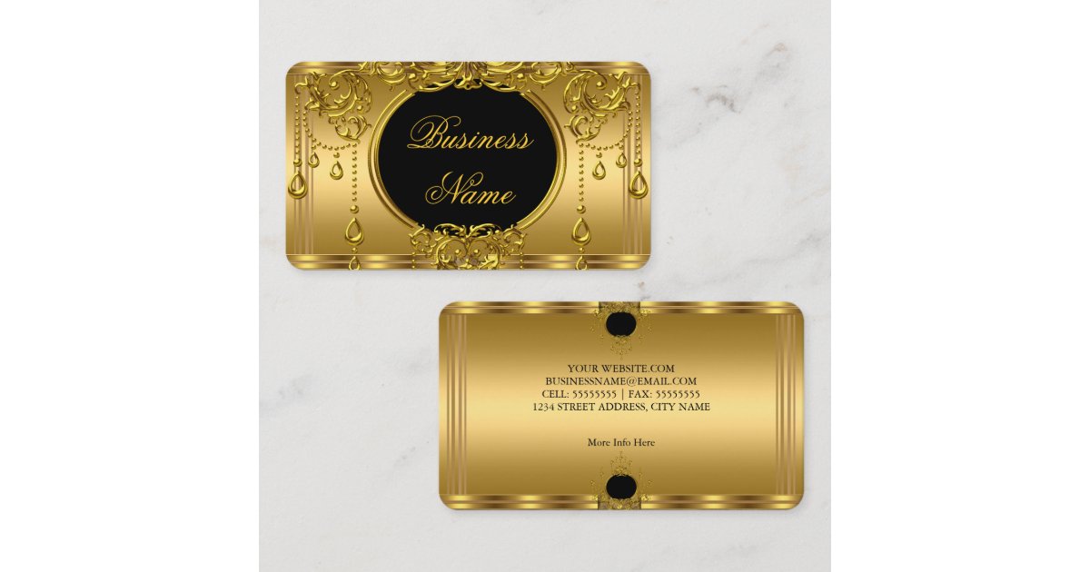 Elegant Royal Gold and Black Business Card | Zazzle