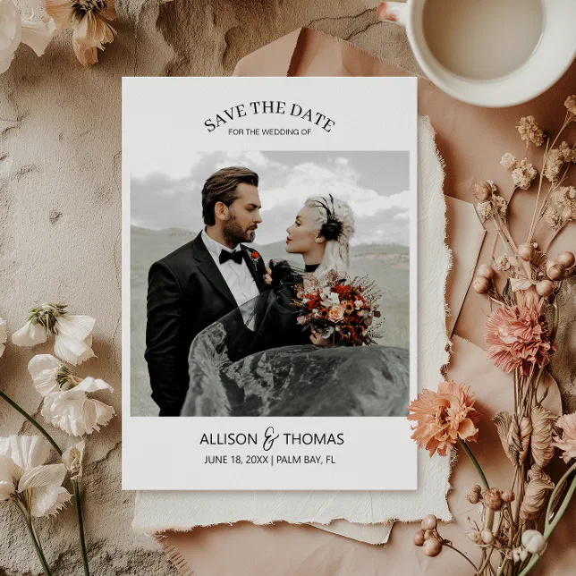 Elegant Save the Date Photo QR Code Wedding Invitation | Zazzle