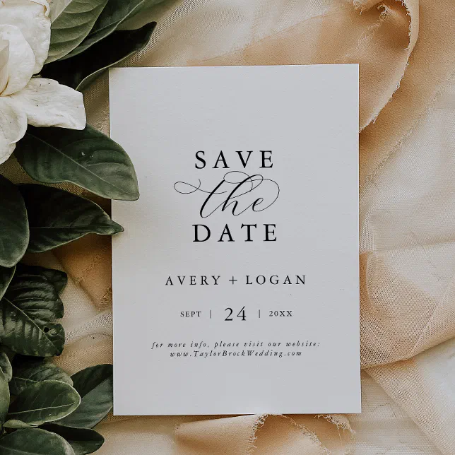 Elegant Script Save the Date Announcement Card | Zazzle