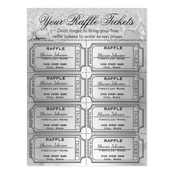 Elegant Silver Foil Raffle Tickets Postcard | Zazzle.co.uk