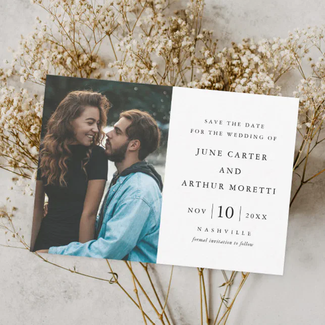 Elegant Simple Photo Wedding Save the Date Invitation | Zazzle