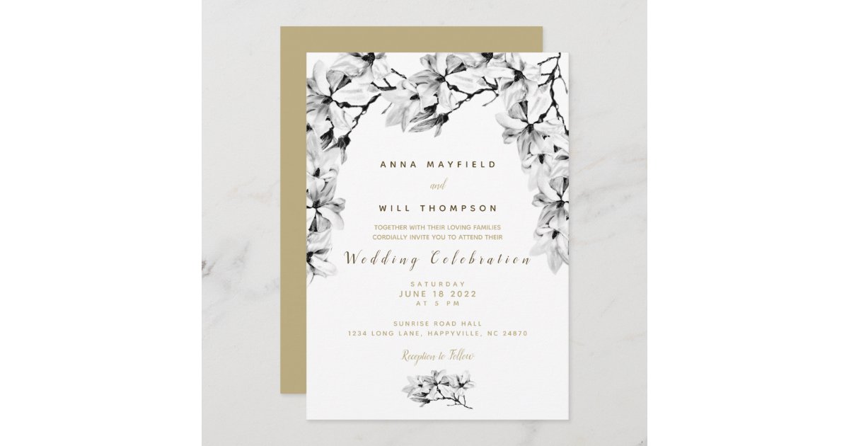 Elegant Simple Unique Floral Wedding Invitation | Zazzle