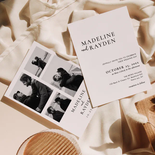 Elegant Simplicity Photo Collage Wedding Invitation | Zazzle