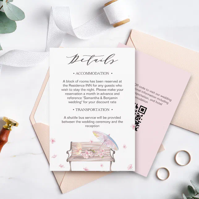 Elegant Spring Flower Wedding Details Enclosure Card | Zazzle