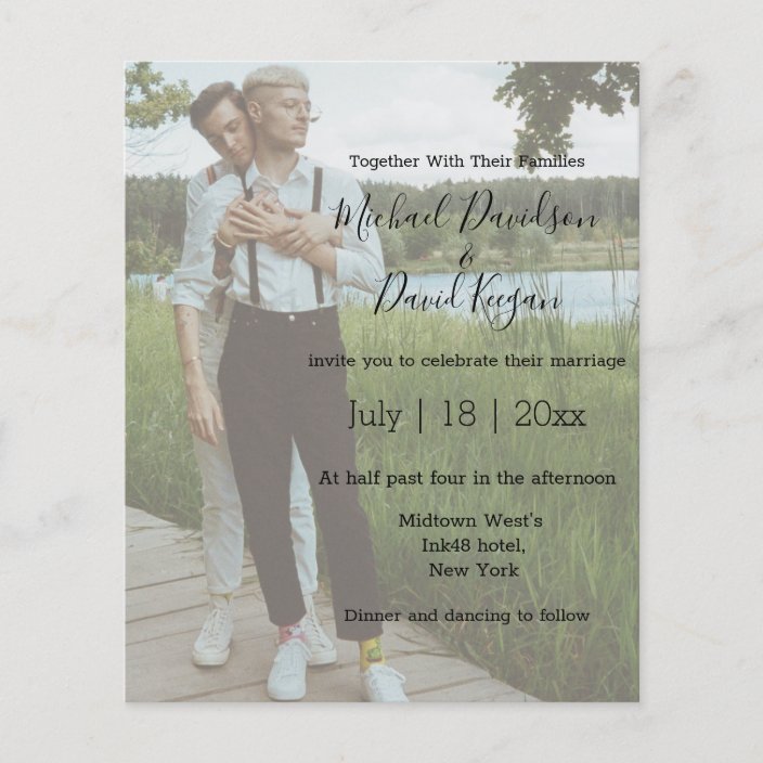 elegant stylish gay wedding photo invitation | Zazzle.co.uk