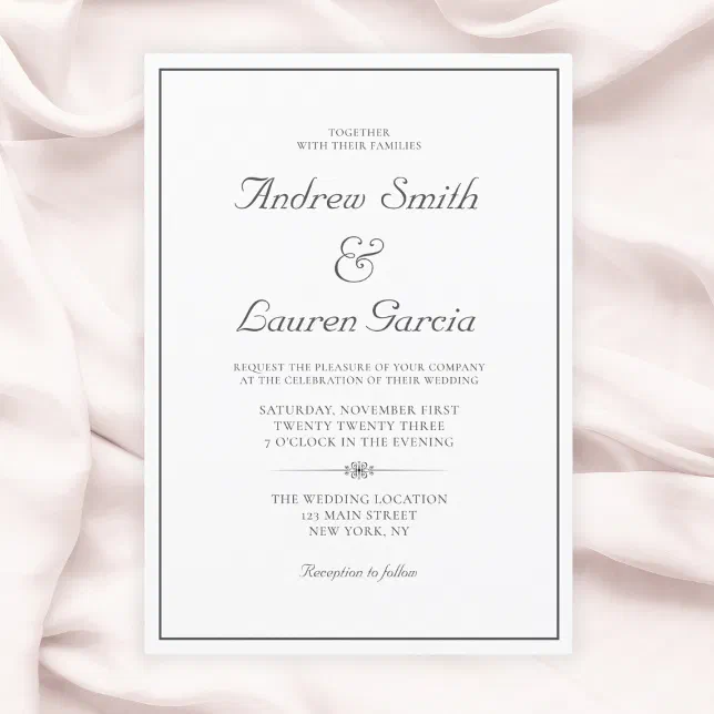 Elegant Wedding Formal Wording Traditional Invitation | Zazzle