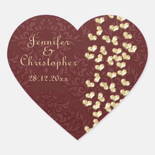 Gold Glitter Love Heart Wedding Favour Heart Sticker | Zazzle.co.uk