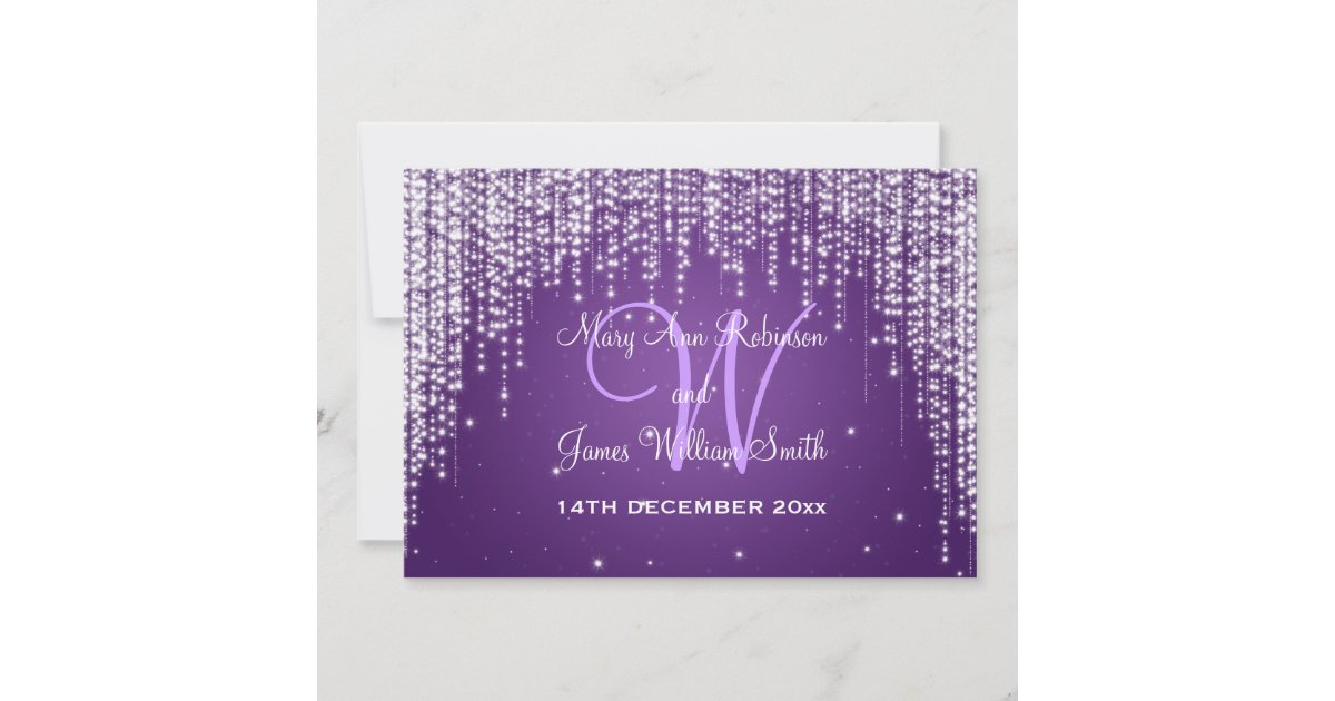 Elegant Wedding Night Dazzle Purple Invitation | Zazzle