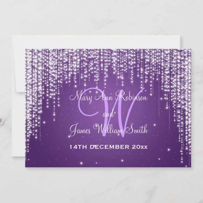 Elegant Wedding Night Dazzle Purple Invitation | Zazzle.co.uk