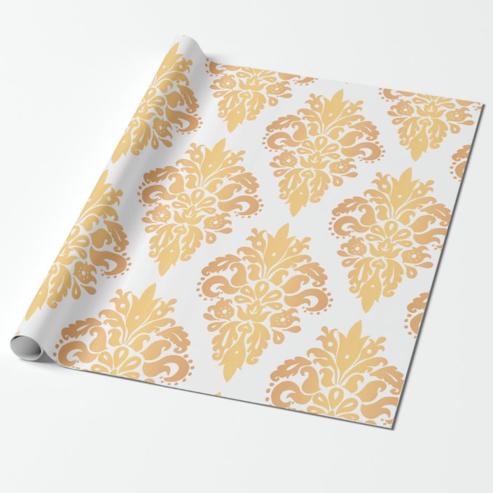 Elegant White and Gold Classic Damask Pattern Wrapping Paper | Zazzle.co.uk