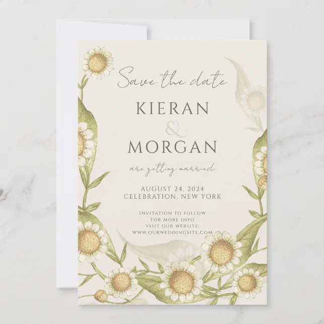 Elegant Wildflower Daisy Save the Date Invitation | Zazzle