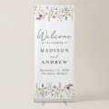 Elegant Wildflower Meadow Wedding Welcome Retractable Banner | Zazzle