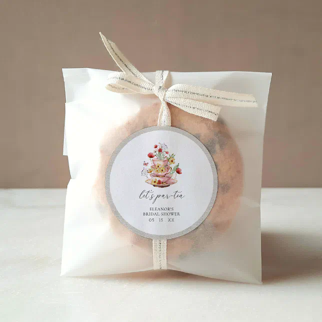Elegant Wildflower Tea Party Bridal Shower Classic Round Sticker | Zazzle