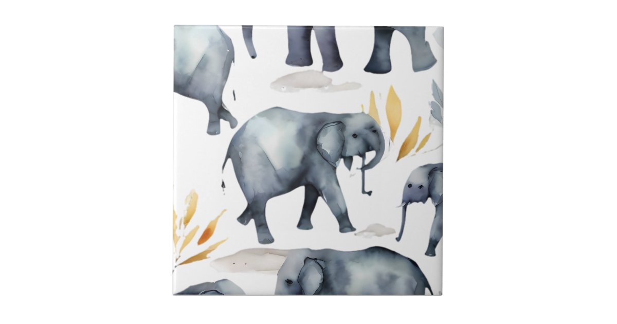 Elephant Pattern Ceramic Tile | Zazzle