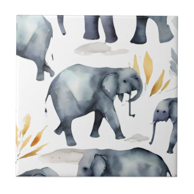 Elephant Pattern Ceramic Tile | Zazzle