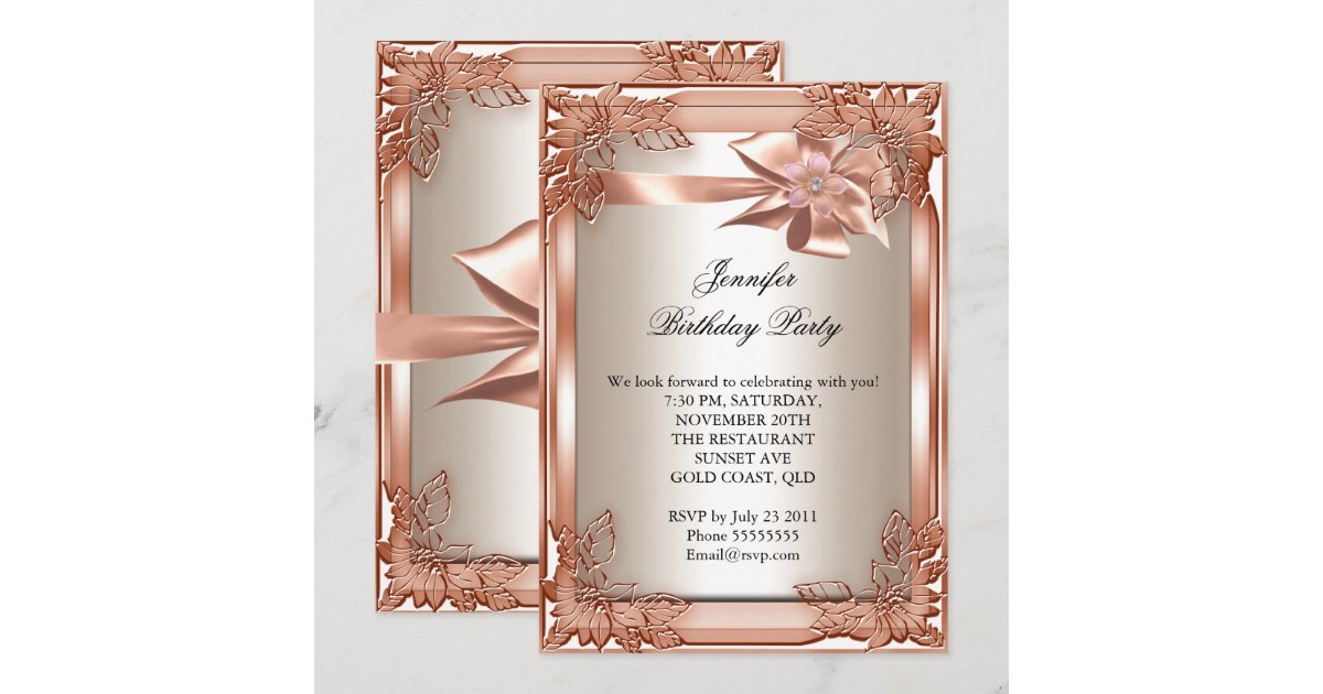 Elite Elegant Birthday Party Orange Cream Invitation | Zazzle