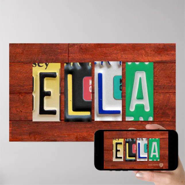 ELLA License Plate Lettering Name Sign Poster | Zazzle