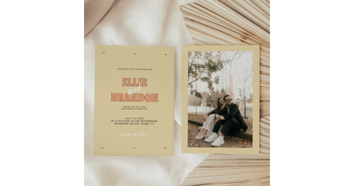 ELLIE Retro Modern Bold Typography Wedding Invitation | Zazzle
