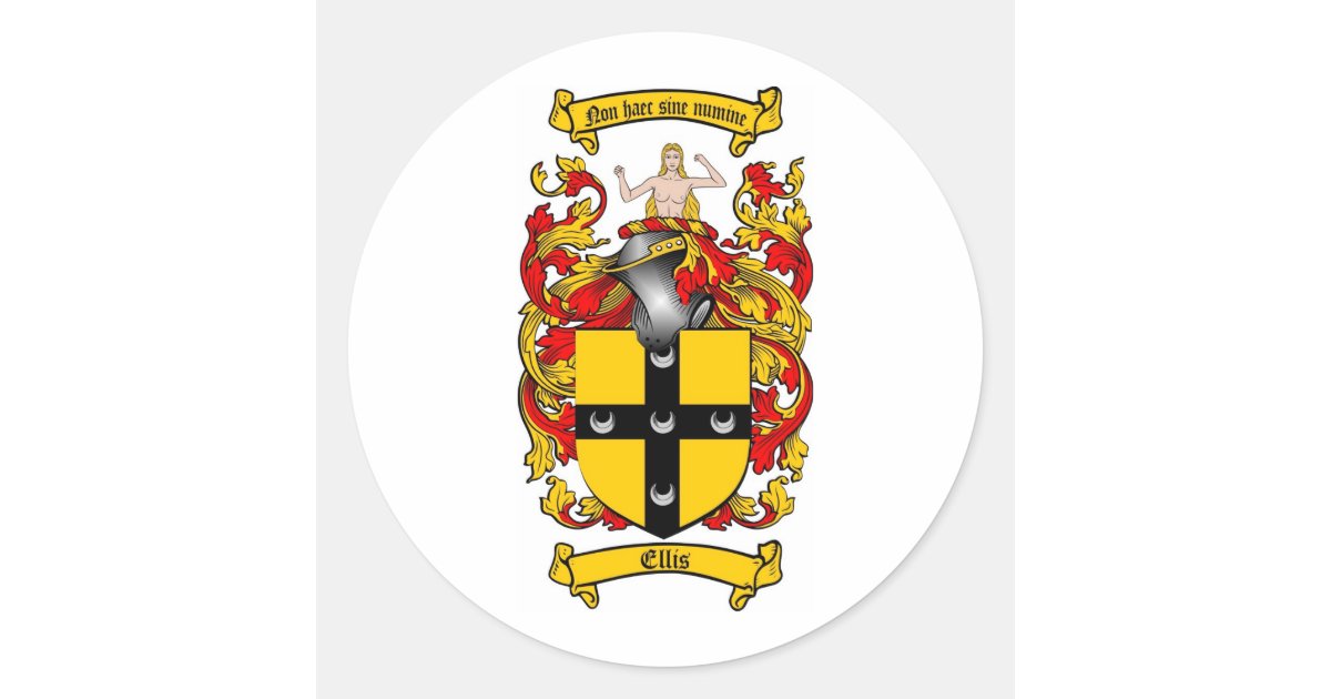 ELLIS FAMILY CREST - ELLIS COAT OF ARMS CLASSIC ROUND STICKER | Zazzle