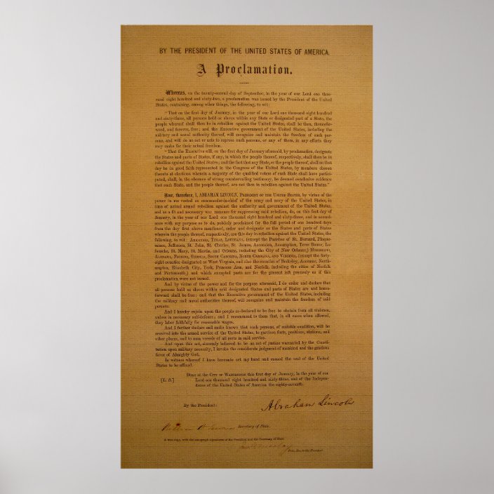 Emancipation Proclamation Typeset 1864 Poster | Zazzle.co.uk